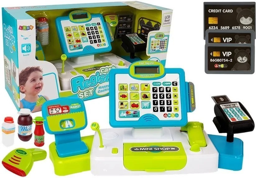 LEAN Toys Dětská pokladna s dotykovou váhou, čtečkou karet a terminálem