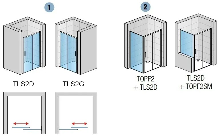 Ronal (Sanswiss) Ronal, TOP-LINE S Black Line jednodílné posuvné dveře s pevnou stěnou v rovině TLS2 Šířka: 140 cm