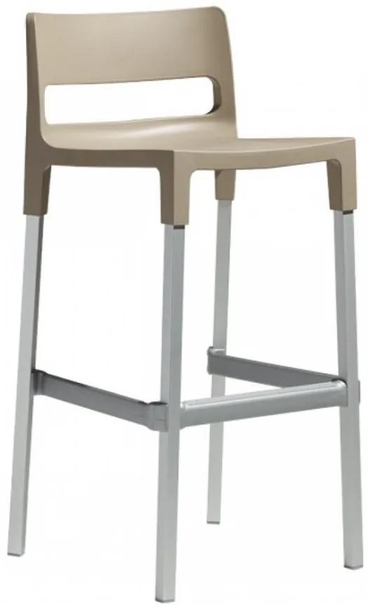 SCAB - Barová židle DIVO nízká - béžová/hliník