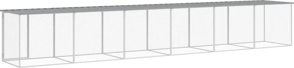 Klec pro kuřata se střechou světle šedá 603 x 98 x 90 cm ocel 3189056