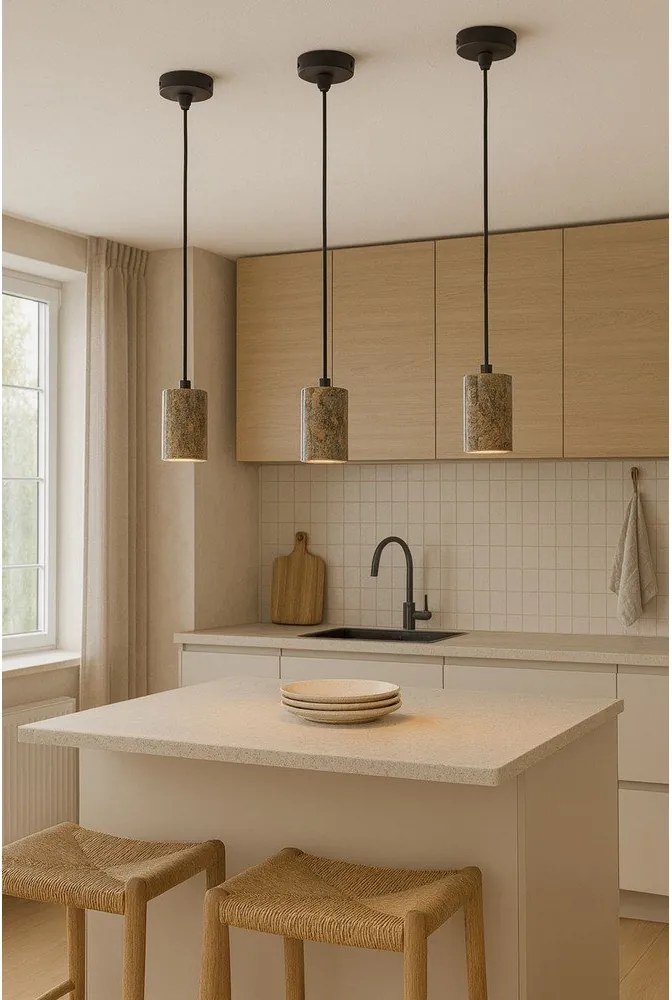 Šedé závěsné svítidlo s kamenným stínidlem ø 6,5 cm Selma – Opviq lights