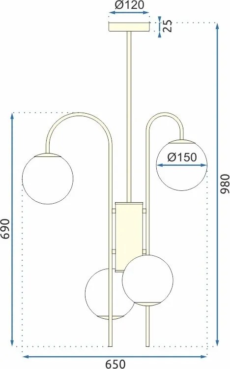 Toolight, stropní svítidlo 1xE27 APP1003-6CP, zlatá, OSW-05551