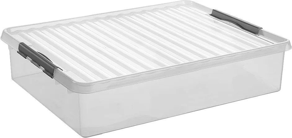 Box s víkem Q-Line, 80 × 50 × 18 cm, 60 l, transparentní