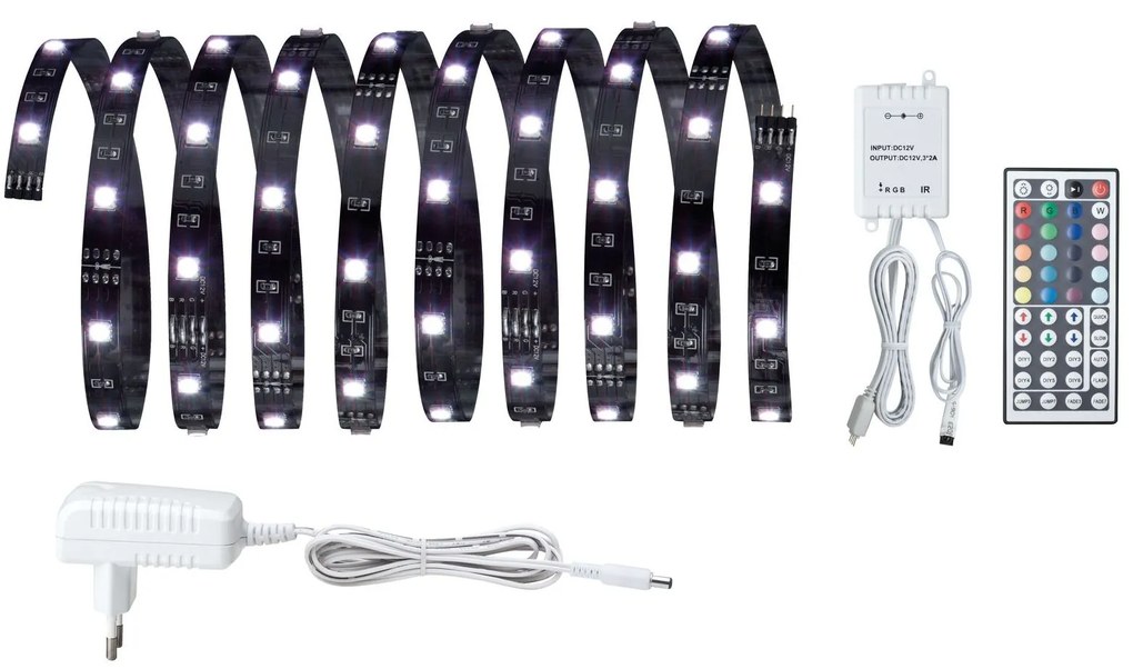 Paulmann 70430 ECO Basic Set, LED pásek s trafem a dálkovým ovladačem, 19W LED RGB, 300cm