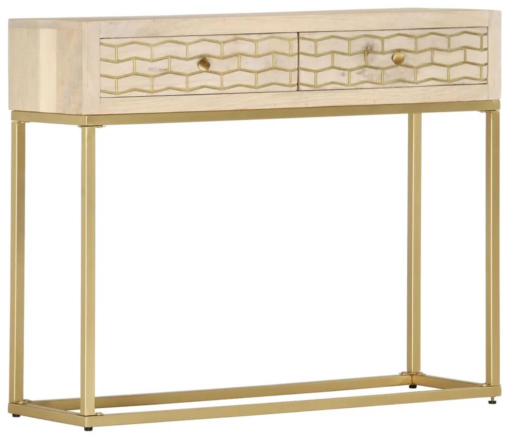 286505 vidaXL Konzolový stolek zlatý 90 x 30 x 75 cm masivní mangovník