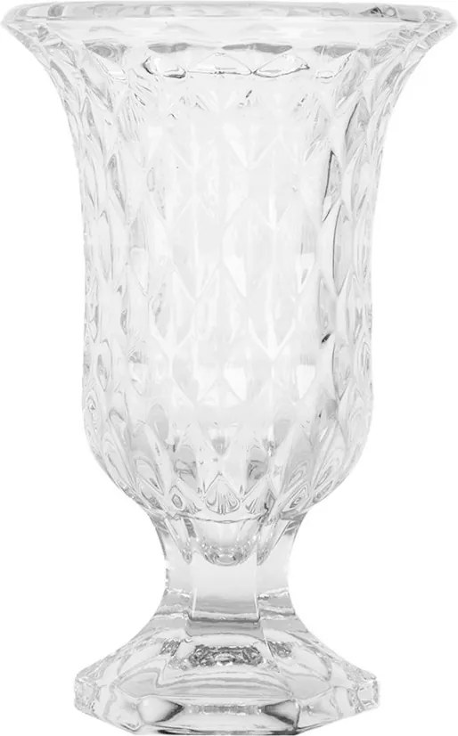 Transparentní skleněná váza s dekorem S - Ø 12*19 cm