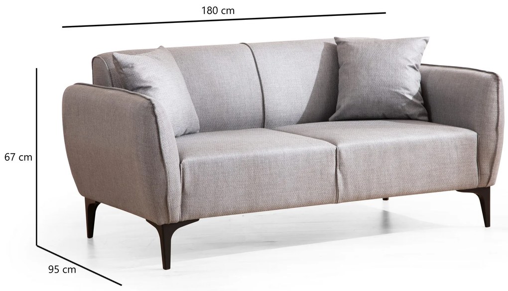 Hanah Home Dvoumístná pohovka BELISSIMO světle šedá 180 cm 560ARE1532