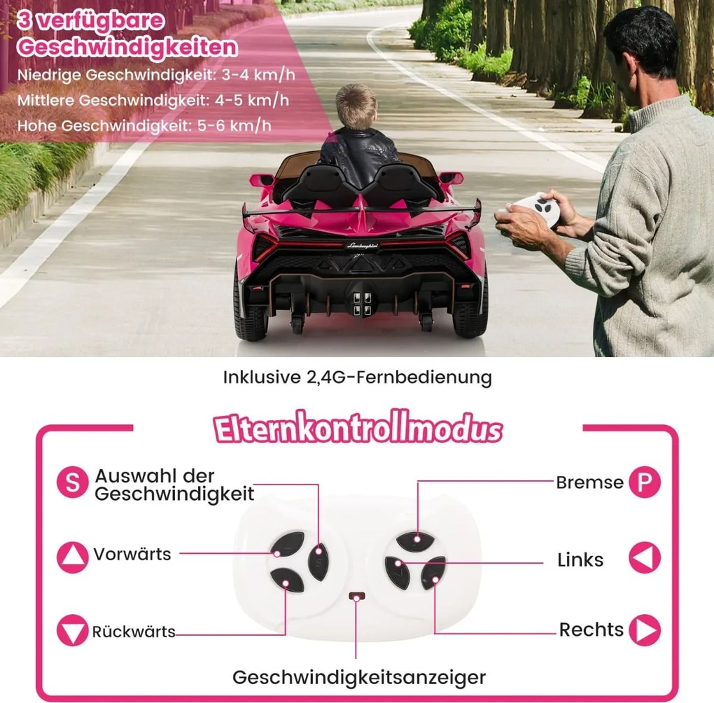 Costway Dětské elektrické auto Lamborghini s dálkovým ovládáním a LED světlomety