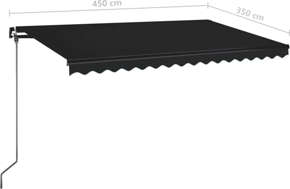 Ručně zatahovací markýza 450 x 350 cm antracitová 3069199