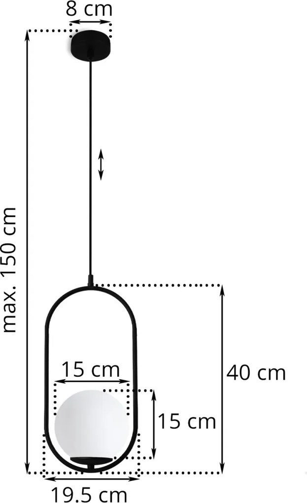 Závěsné svítidlo Florence, 1x bílé skleněné stínítko, b, U