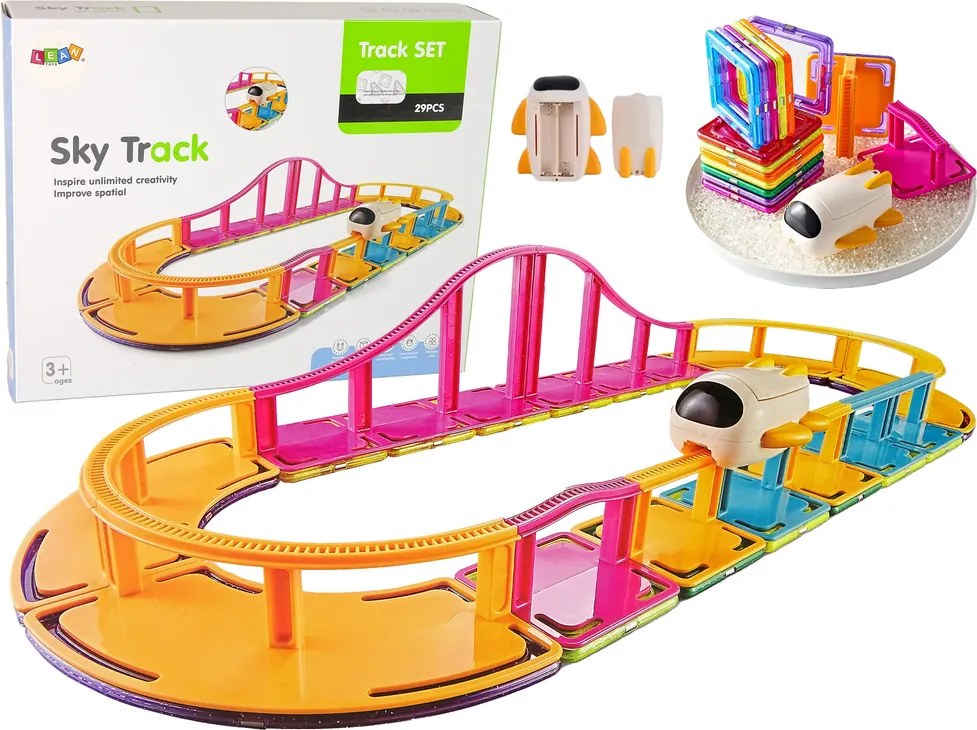LEAN Toys Magnetická stavebnice Nebeská dráha 29 dílků