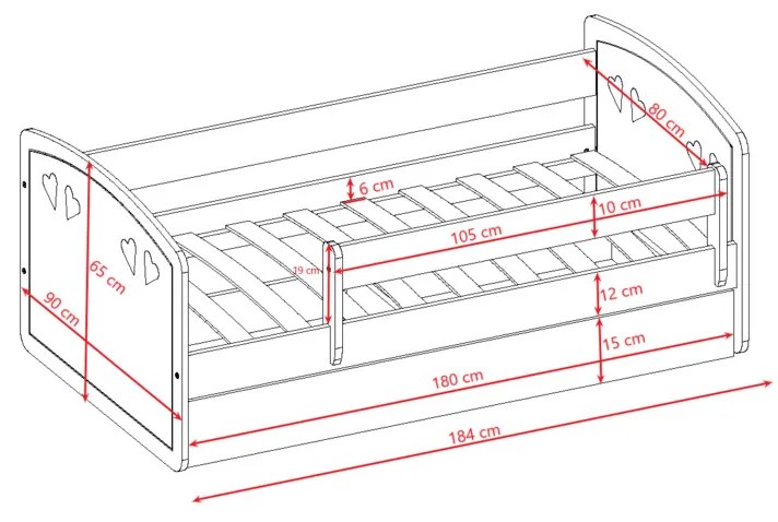 Ourbaby Julie postel + úložný prostor 160x80 cm bílá
