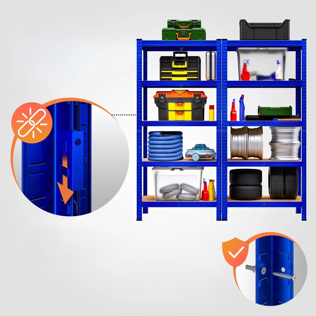 Regál s vysokou nosností HEAVY, max. 875kg, 90x40x180cm, modrá Monzana