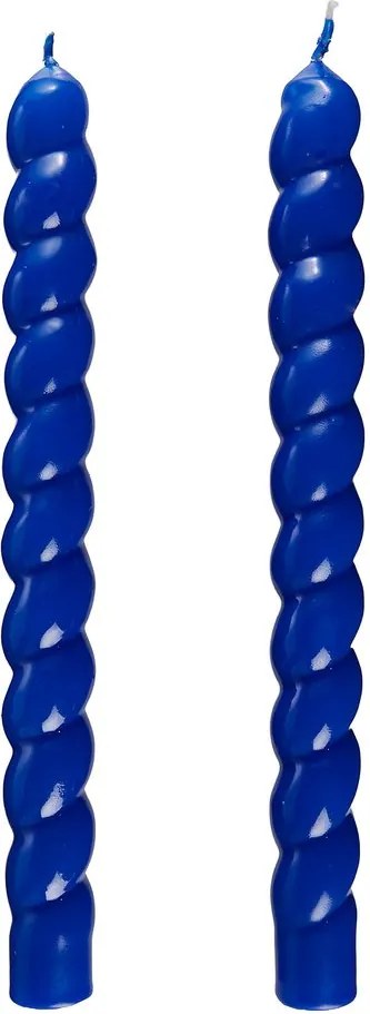 TWISTED Sada lesklých svíček 2 ks 25,5 cm - modrá