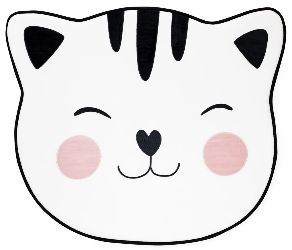 TODAY Dětský koberec Happy cat bílý 80 x 70 cm