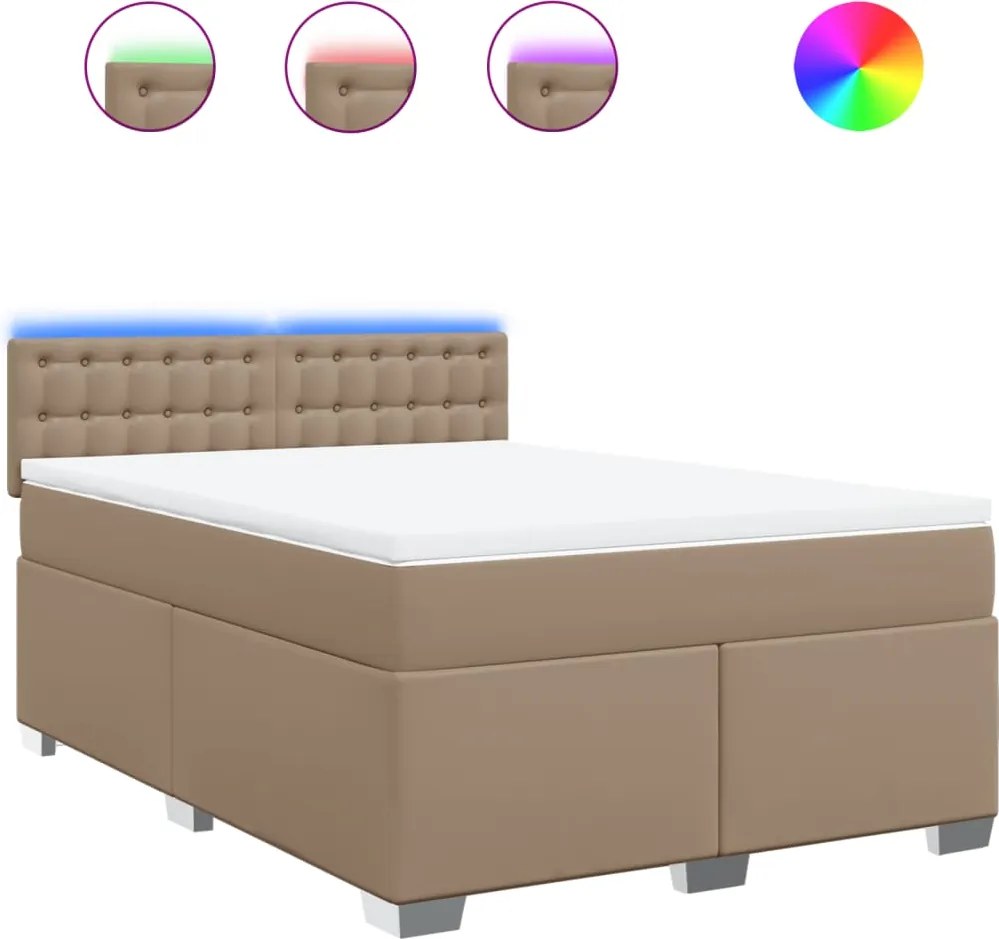 Box spring postel s matrací cappuccino 140x200 cm umělá kůže 3288427