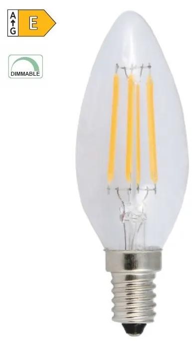 Diolamp LED Filament Candle žárovka čirá C35 5W/230V/E14/2700K/680Lm/360°/Dim