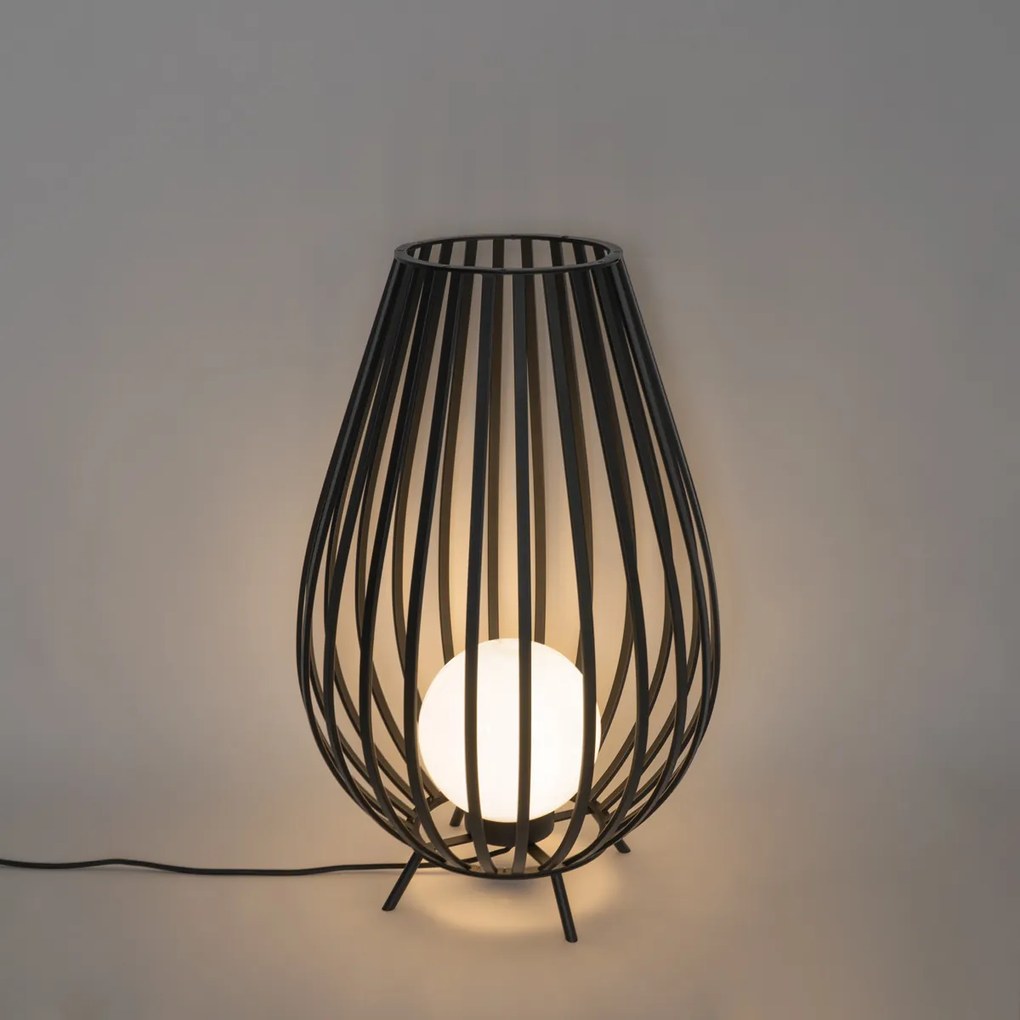 Designová stojací lampa černá s opálem 70 cm - Angela