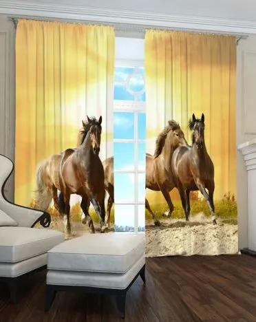Black out závěsy 3D nebo voálové záclony 3D motiv 7876 Koně, Rozměry Voálové záclony 2x145x260cm