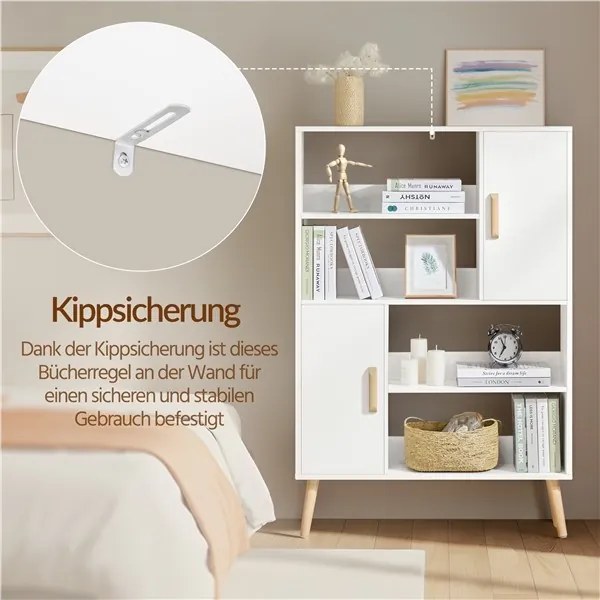 Knihovna Yaheetech – bílá, 80 cm (délka) × 23,5 cm (šířka) × 120,5 cm (výška) (257376192747)