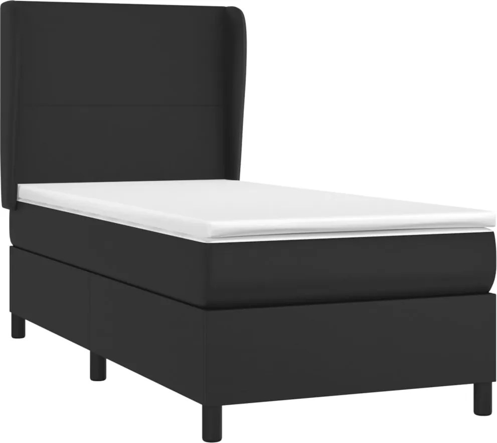 Box spring postel s matrací černá 80 x 200 cm umělá kůže 3128877