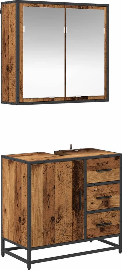 Sada koupelnového nábytku 2 ks Staré dřevo 65 x 33 x 60 cm 3402320