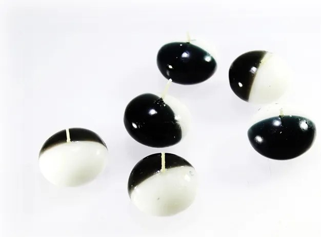 BDK-GLASS Plovoucí svíčka 6ks - černo-bílá