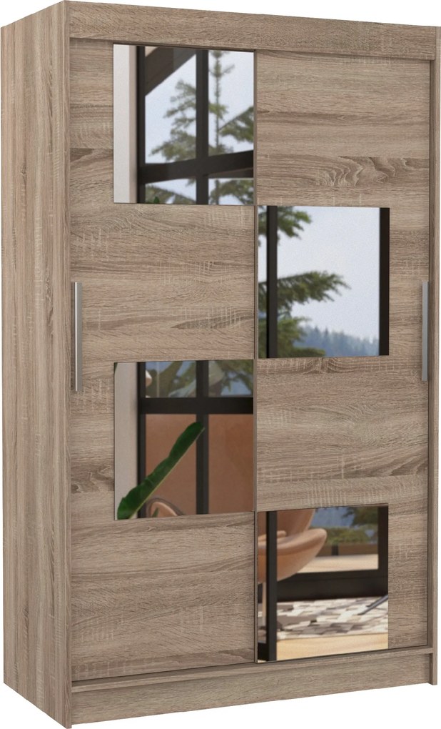 ADRK Furniture Skříň posuvná se zrcadlem LUGANO 120 SW-LUG-T-120+A047