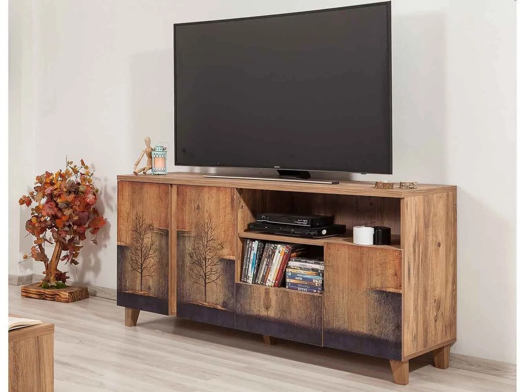 Designový TV stolek Aaralyn 160 cm borovice atlantská