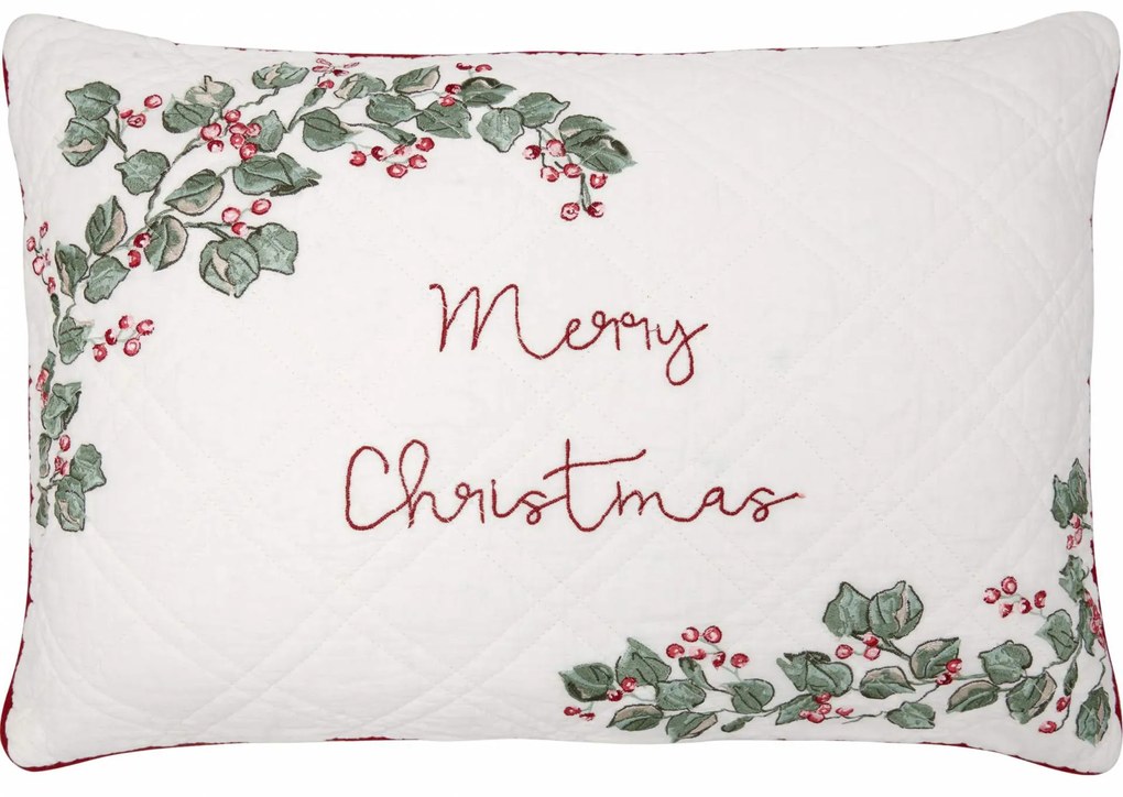 GREEN GATE Bavlněný povlak na polštář Merry Christmas White 40×60cm, bílá barva, textil