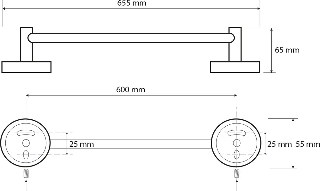 Sapho Sapho, X-ROUND E držák ručníků 600x65mm, chrom, XR410