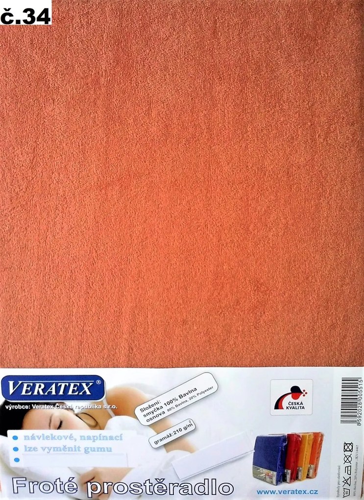 Veratex Froté prostěradlo postýlka 70x160 cm (č.34-sv.rezavá)  Froté