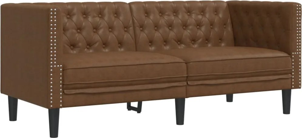 3dílná sedací souprava Chesterfield hnědá umělá semišová kůže 3209273
