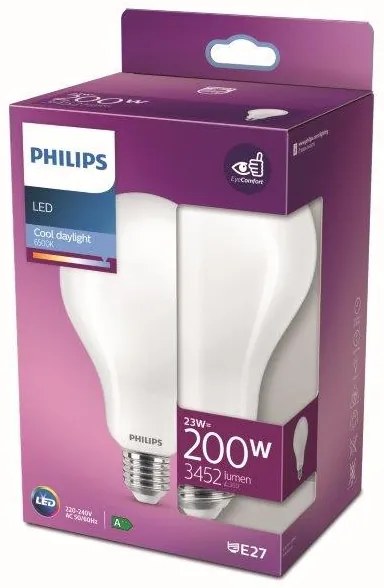 Philips 8718699764678 led žárovka 1x23w | e27 | 3452lm | 6500k - studené denní světlo, matná bílá, eyecomfort