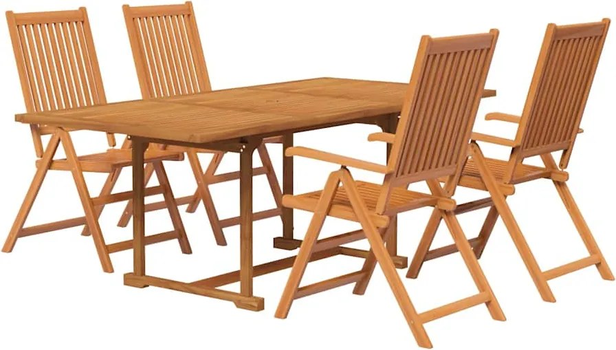 5dílný zahradní jídelní set masivní akáciové dřevo 150-200 cm 3079637