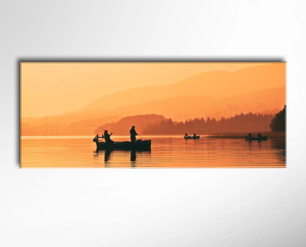 Malvis ® Obraz Rybáři na lodích ROZMĚR (šířka x výška): pětidílný obdélník 150x60 cm