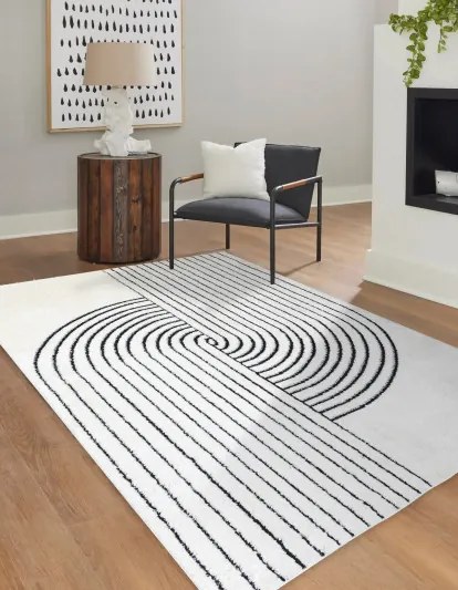 Dywany Łuszczów, Kusový koberec Mode 8587 geometric cream/black, 180x270, béžová, chodba / předsíň