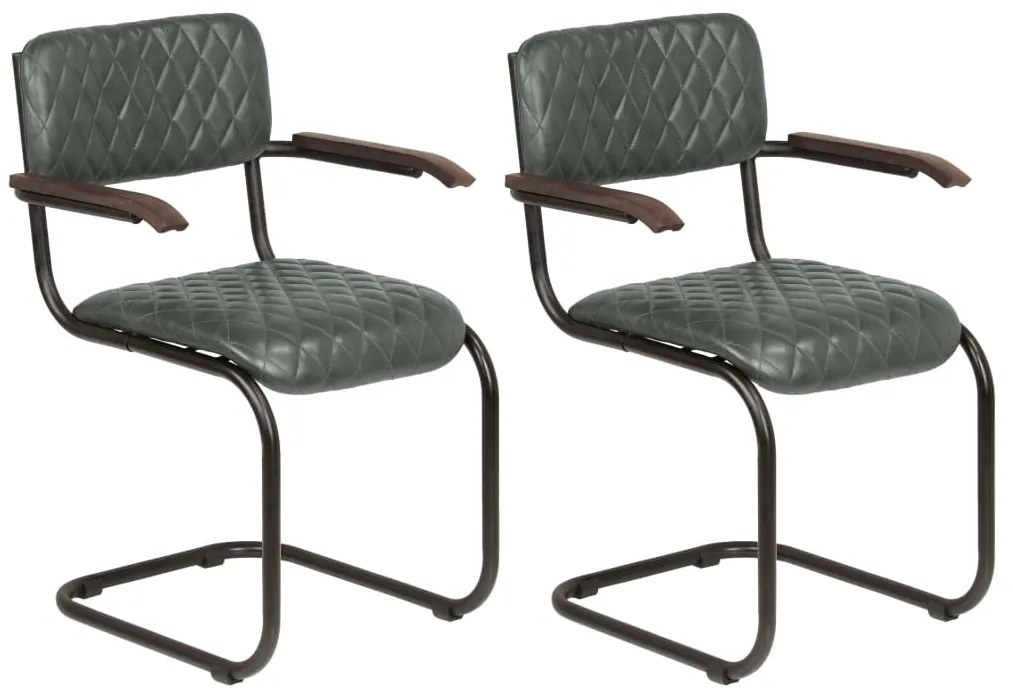 246380 vidaXL Jídelní židle s područkami 2 ks šedé pravá kůže