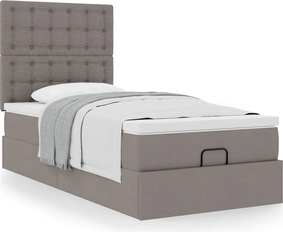 Osmanský rám postele s matrací taupe 80x200cm textil 3313282