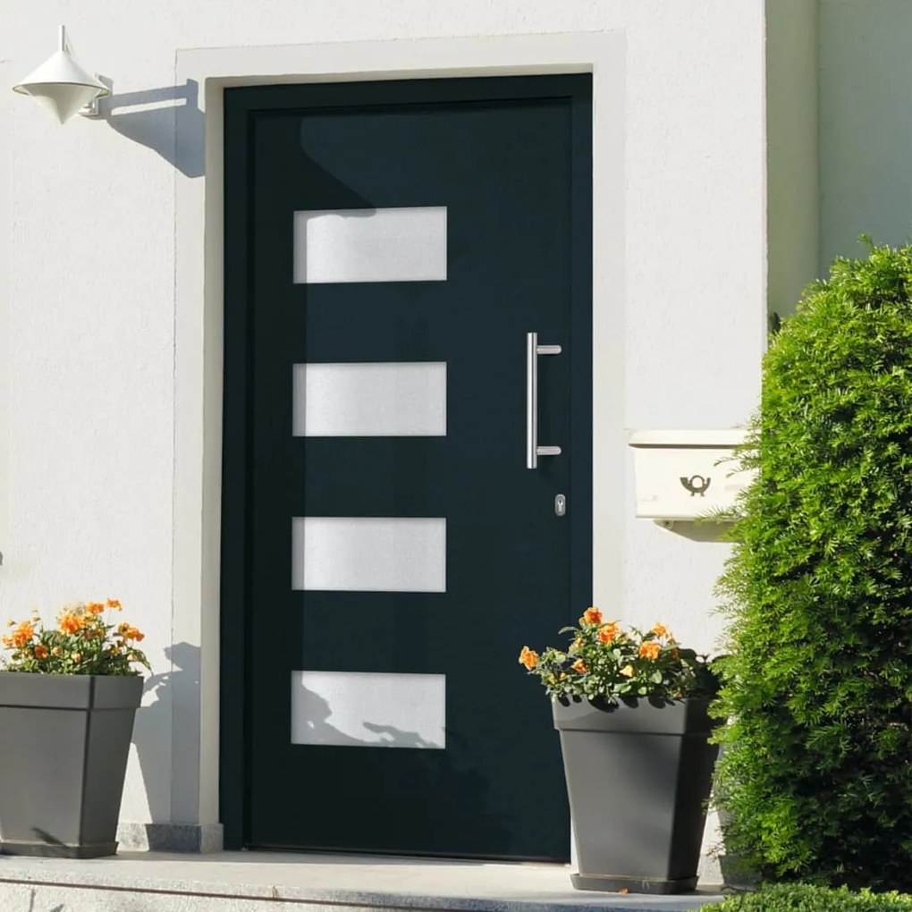 Vchodové dveře hliník a PVC antracitové 100 x 200 cm 3056824