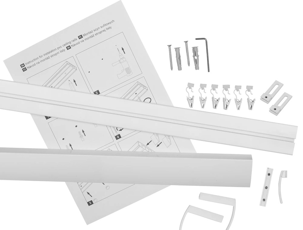 Dekodum Jednořadá hliníková stropní kolejnicová garnýž s krytem bílá 200 cm