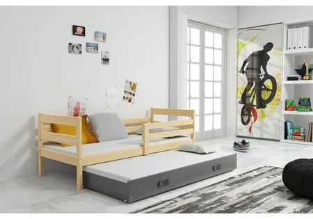 Dětská postel s výsuvnou postelí ERYK 190x80 cm Šedá Bílá