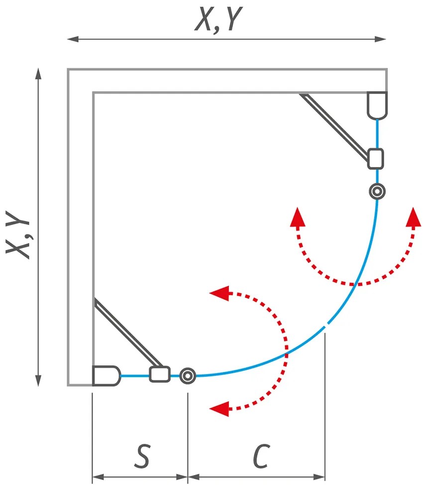 Roth Tower Line čtvrtkruhový sprchový kout 100 x 100 x 201,9 cm 723-1000000-01-02 stříbro / transparent