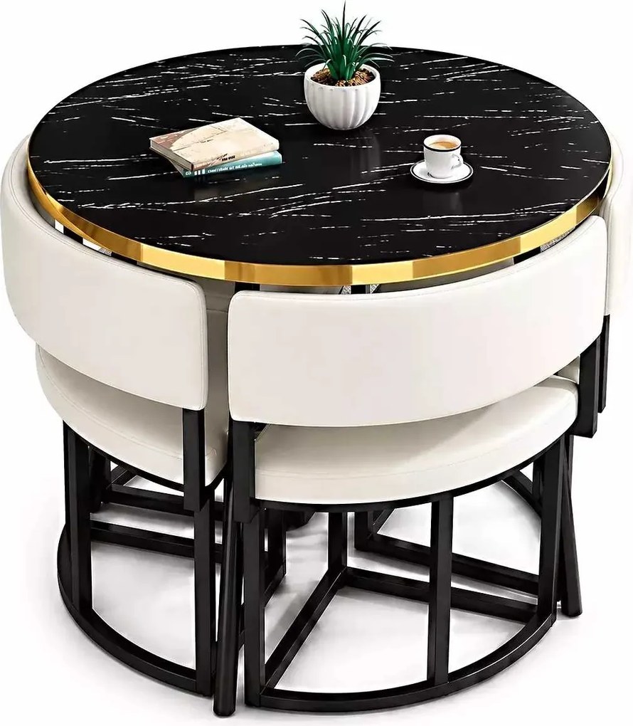 LuxuryForm DESIGN Jídelní set MONTE 4+1 - bílý / černý