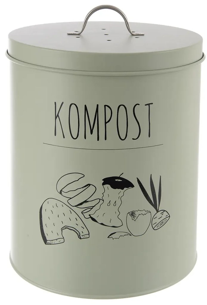 Orion Plechová nádoba na kompost s filtrem, kompostér na bio odpad, GREENISH mátový