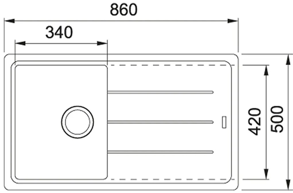 Franke Basic BFG 611-86, 860x500 mm, fragranitový dřez, bílá led 114.0494.912