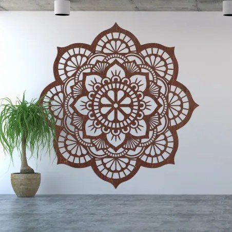 Dřevěná dekorace na zeď mandala symbolika lotosový květ I SENTOP PR0204