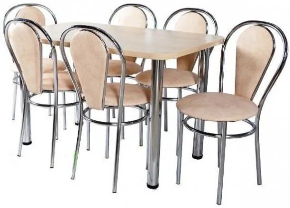 Jídelní set 6 židlí s plnou opěrkou a stůl obdélník 70 x 120 cm Dub RJK světlý