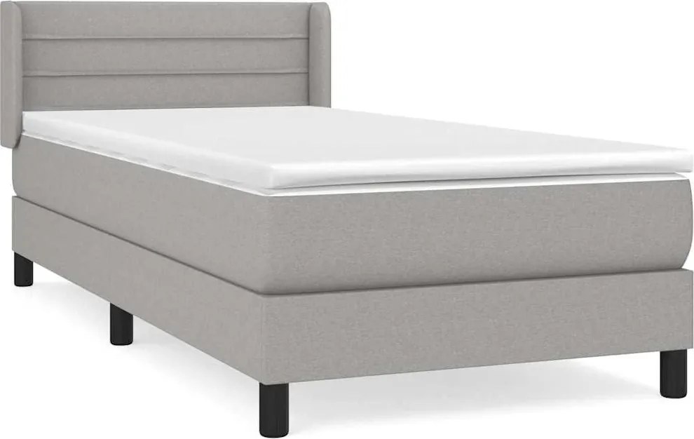 Box spring postel s matrací světle šedý 100 x 200 cm textil 3129769