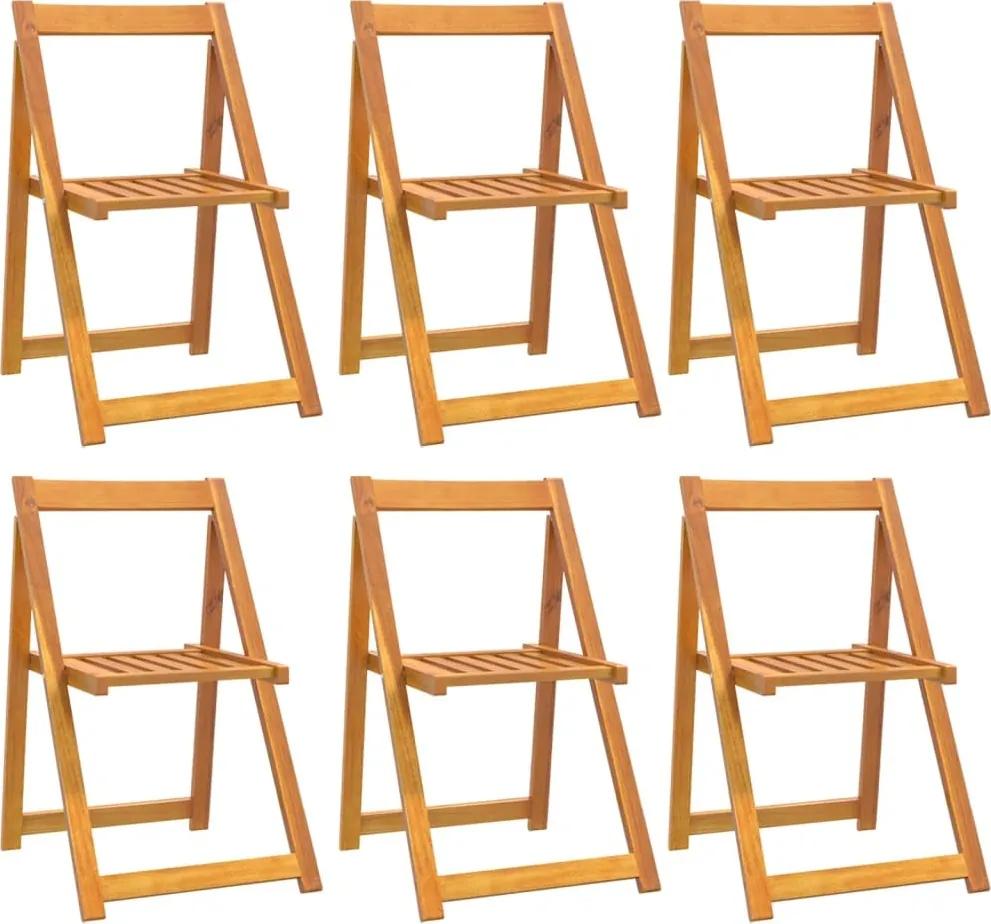vidaXL Skládací zahradní židle 6 ks masivní akáciové dřevo [3104964]